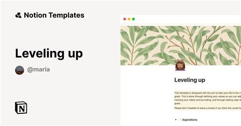 Leveling Up Template By Maria Notion Marketplace