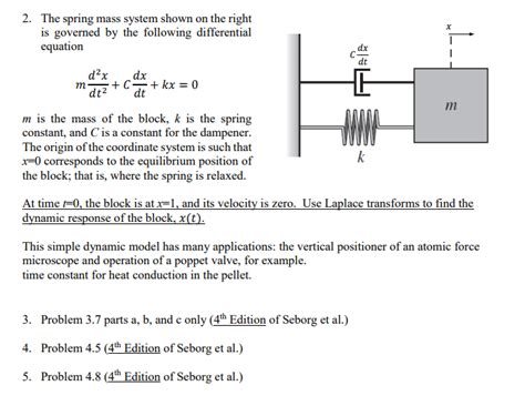 Solved 2 The Spring Mass System Shown On The Right Is