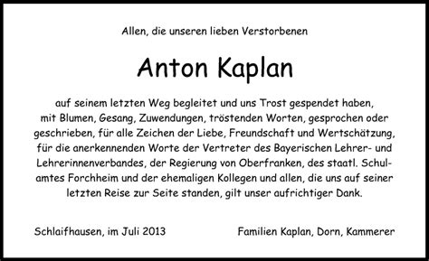 Traueranzeigen Von Anton Kaplan Trauer Nn De