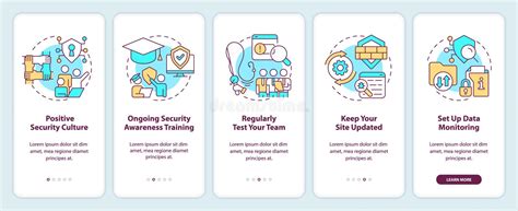 Protect Your Business Tips Onboarding Mobile App Screen Stock Vector