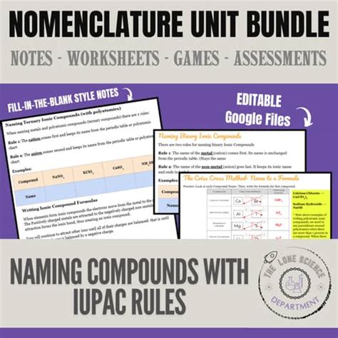 Naming Compounds Bundle Nomenclature Notes Games Ionic Covalent Acids