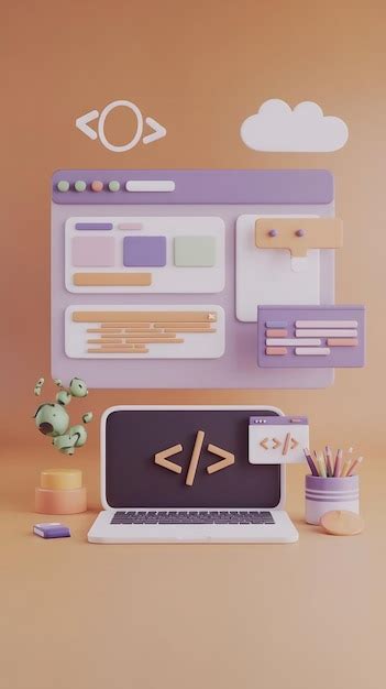Web Development Concept Creation Digital Software On Web Via Laptop