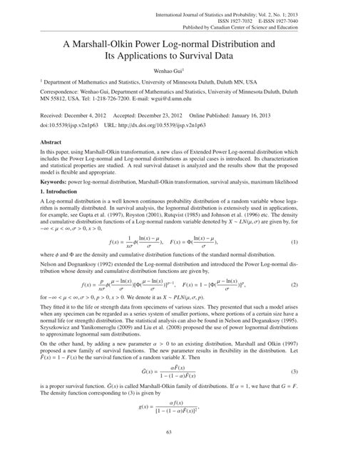 Pdf A Marshall Olkin Power Log Normal Distribution And Its Applications To Survival Data
