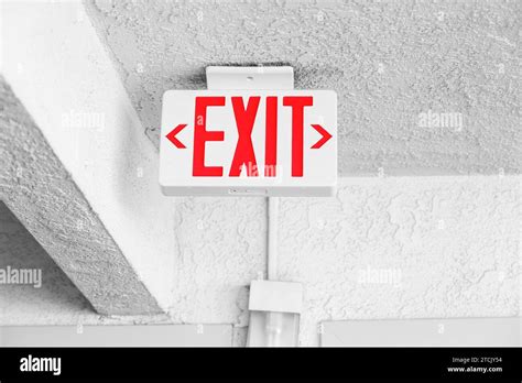 Exit Sign On Ceiling In The Hotel Stock Photo Alamy