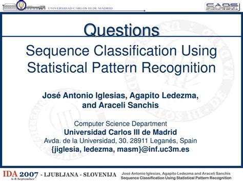 Ppt Sequence Classification Using Statistical Pattern Recognition