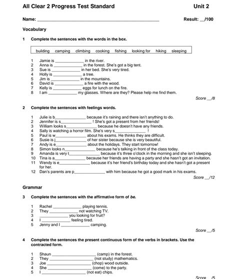 Progress Test Unit 2 Перевірочний тест за темою Спорт Урок на 1 завдання Англійська мова