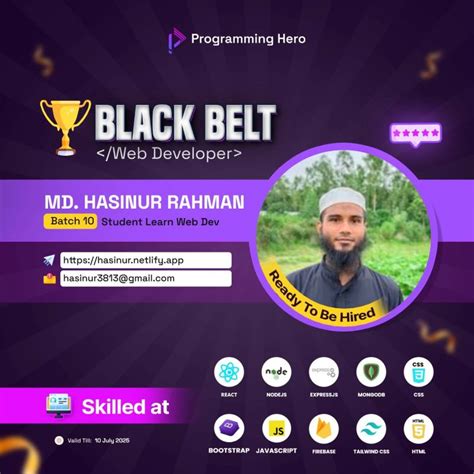 Another Achievement From Programming Hero Thanks Programming Hero Hasinur Rahman