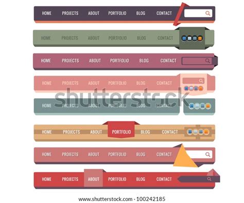 Web Elements Vector Header Navigation Templates Stock Vector Royalty