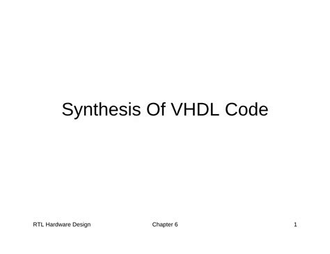 Pdf Synthesis Of Vhdl Code · • Realize Vhdl Code Using Rt Level