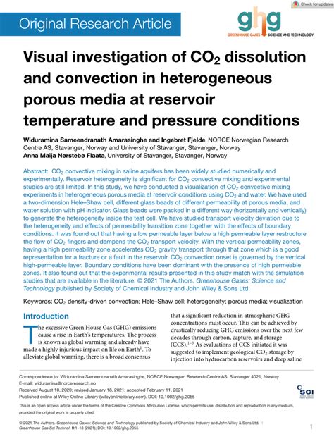 Pdf Visual Investigation Of Co2 Dissolution And Convection In Heterogeneous Porous Media At
