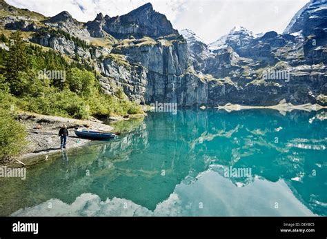 Oeschinensee Lake Kandersteg Bernese Oberland Canton Of Bern