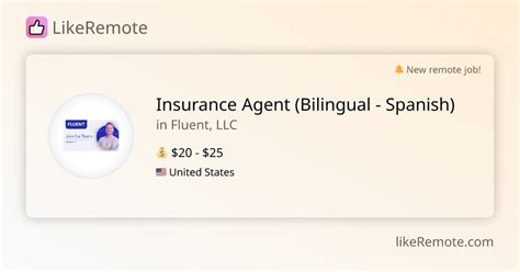 📩 Insurance Agent Bilingual Spanish At 🏢 Fluent Llc Salary 💰20