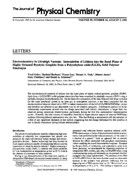 Pdf Electrochemistry In Ultrahigh Vacuum Intercalation Of Lithium Into The Basal Plane Of