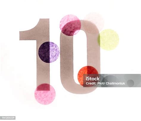 10 숫자 열 그래픽 블랙 숫자 및 다채로운 바퀴와 함께 창조적 인 타이포 그래피 생일 축 하 0명에 대한 스톡 사진 및 기타