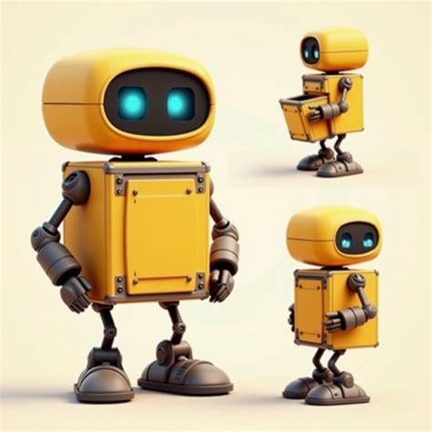 Cute Yellow Box Robot Stable Diffusion Online