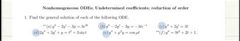 Nonhomogeneous Odes Undetermined Coefficients