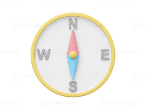 Simple Pastel Compass Navigation Direction Finding 3d Rendering