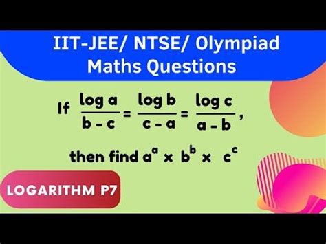 IIT JEE NTSE Olympiad Maths Exam Style Questions Logarithm Part Iit Iitjee Olympiad