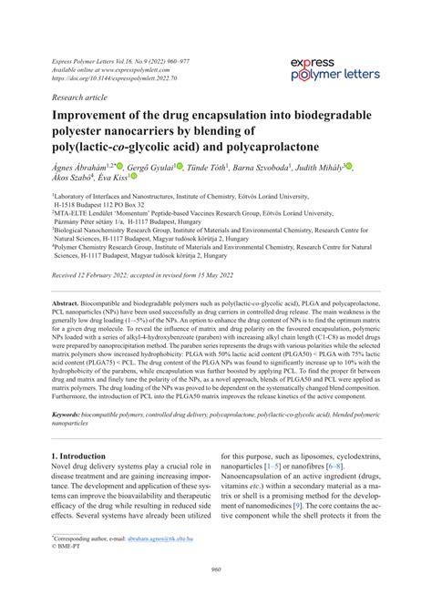 Pdf Improvement Of The Drug Encapsulation Into Biodegradable