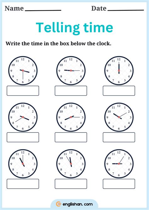 Telling Time Worksheets In English • Englishan