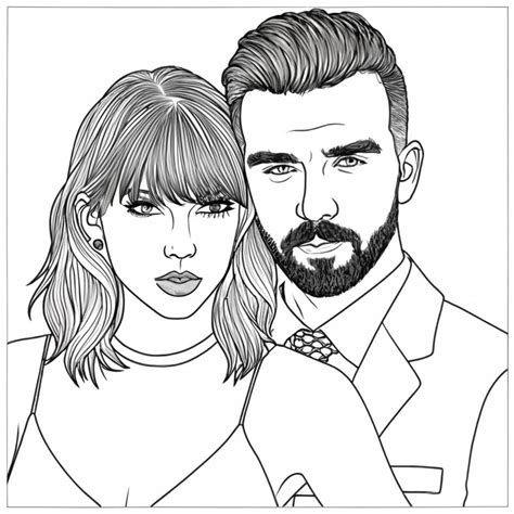 Immagine Di Taylor Swift E Travis Kelce Da Colorare Scarica Stampa O