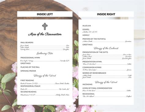 Catholic Funeral Program Necrological Service Funeral Mass Template Etsy