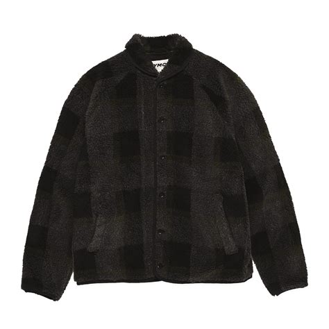 Ymc Beach Jacquard Plaid Fleece Jacket Black Multi P7tam01 Consortium
