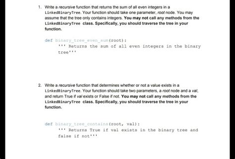 1 Write A Recursive Function That Returns The Sum Of All Even Integers