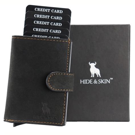 HIDE SKIN Leather RFID Blocking Men S And Women S Card Holder Black Hide And Skin