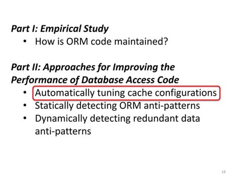 Improving The Performance Of Database Centric Applications Through