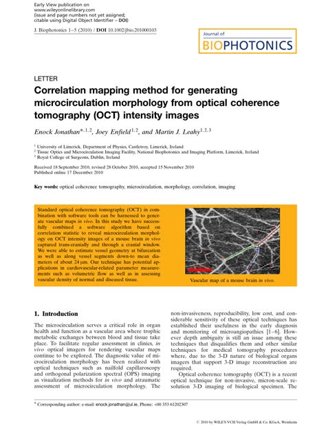 Pdf Correlation Mapping Method For Generating Microcirculation