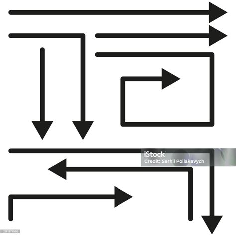 Arrow Flow Diagram Workflow Direction Icon Process Path Vector Black