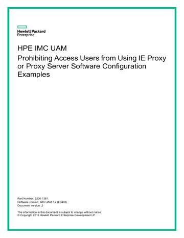 HPE IMC UAM Prohibiting Access User Guide Manualzz