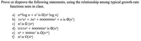 Solved Prove Or Disprove The Following Statements Using The Chegg