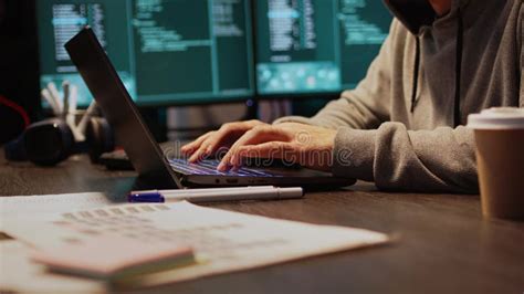 Young Hacker Breaking Into Database Server On Computer Stock Video Video Of Criminal Thief