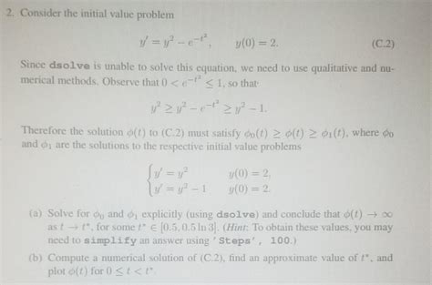 Solved Consider the initial value problem y y² e t Chegg