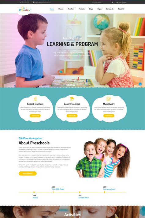 Preschool Nurseries Kindergarten Wordpress Theme Preschool Websites