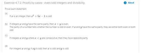 solved exercise 4 7 2 proofs by cases even odd integers