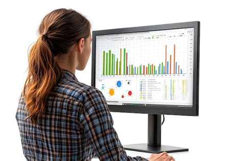 person analyzing data on a computer screen premium ai generated image