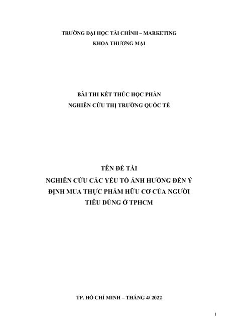 Nghiên Cứu Các Yếu Tố ảnh Hưởng đến Y định Mua Tphc Của Ntd ở Tphcm