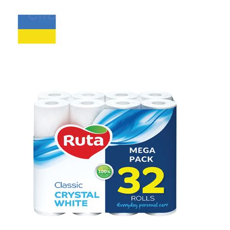 Ruta Crystal White ტუალეტის ქაღალდი 2 ფენა 32 ც Veli Store