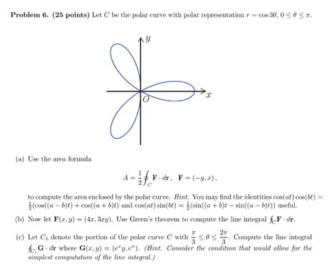 Solved Problem Points Let C Be The Polar Curve With Chegg