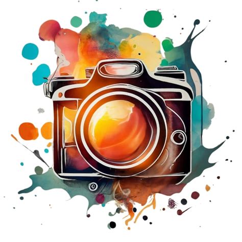 Premium Photo Watercolor Camera Isolated Colorful Graphics