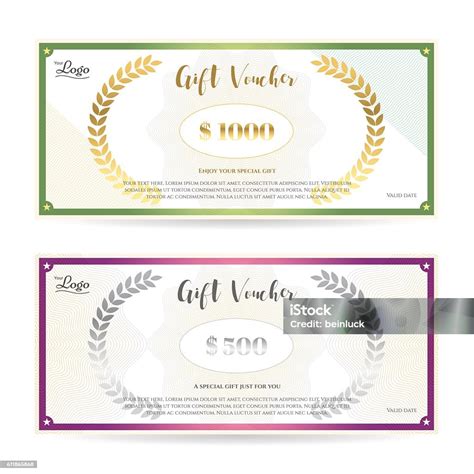 기요체 패턴의 우아한 기프트 바우처 또는 기프트 카드 템플릿 기업 재무와 산업에 대한 스톡 벡터 아트 및 기타 이미지 기업