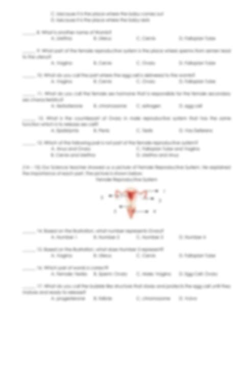 SOLUTION Test Questions Female Reproductive System Studypool