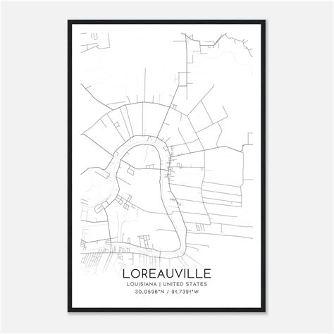 Loreauville Louisiana Map Poster Modern Home Decor Wall Art Print