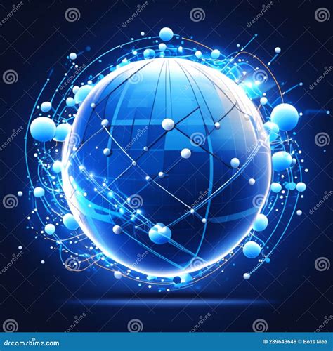 Abstract Digital Globe With Glowing Particles On Dark Blue Background Vector Illustration