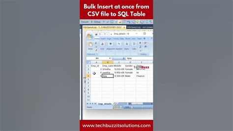 Bulk Insert At Once From Csv File To Sql Table Youtube