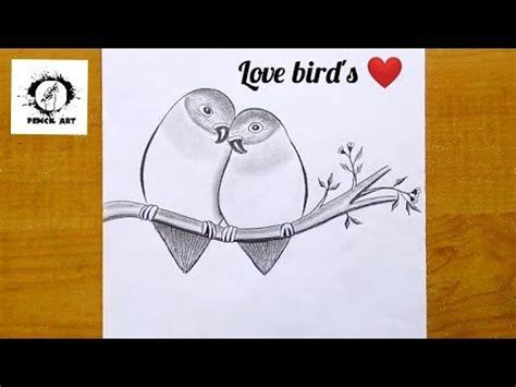 How To Draw A Love Bird S On The Tree Easy Birds Drawing Bird Drawings Love Birds Drawings