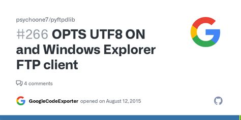 OPTS UTF8 ON And Windows Explorer FTP Client Issue 266 Psychoone7